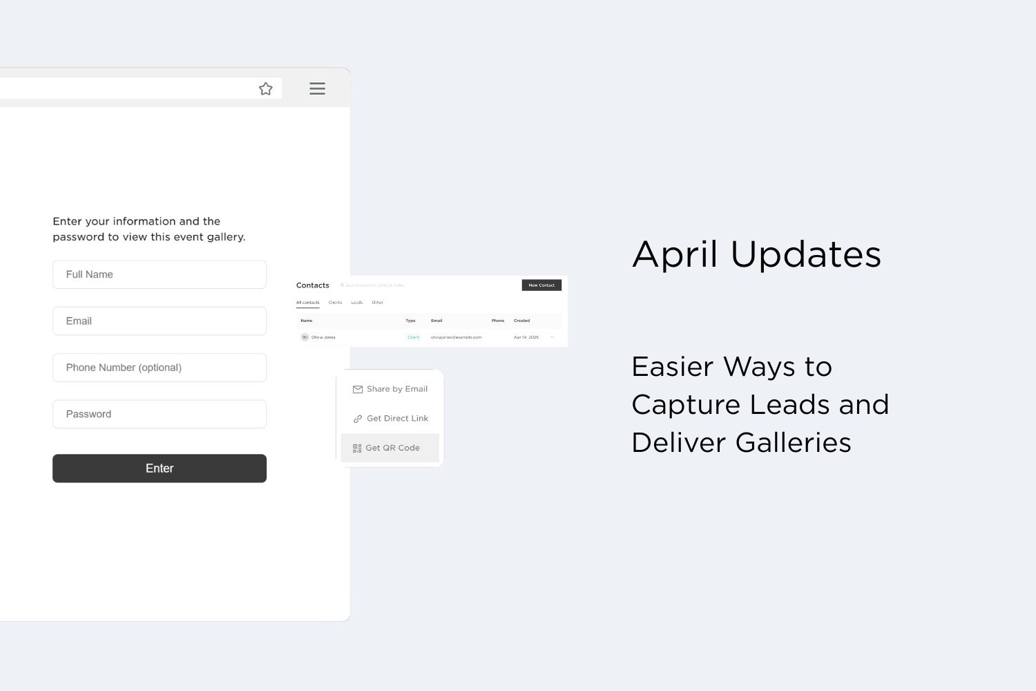 April Updates | Easier Ways to Capture Leads and Deliver Galleries